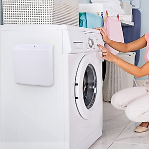 Picowe Magnetic Laundry Storage, Large Lint Holder Bin, Space-Saving Trash Container Hanging on Dryer, Washer or Wall Mount (Gray White)