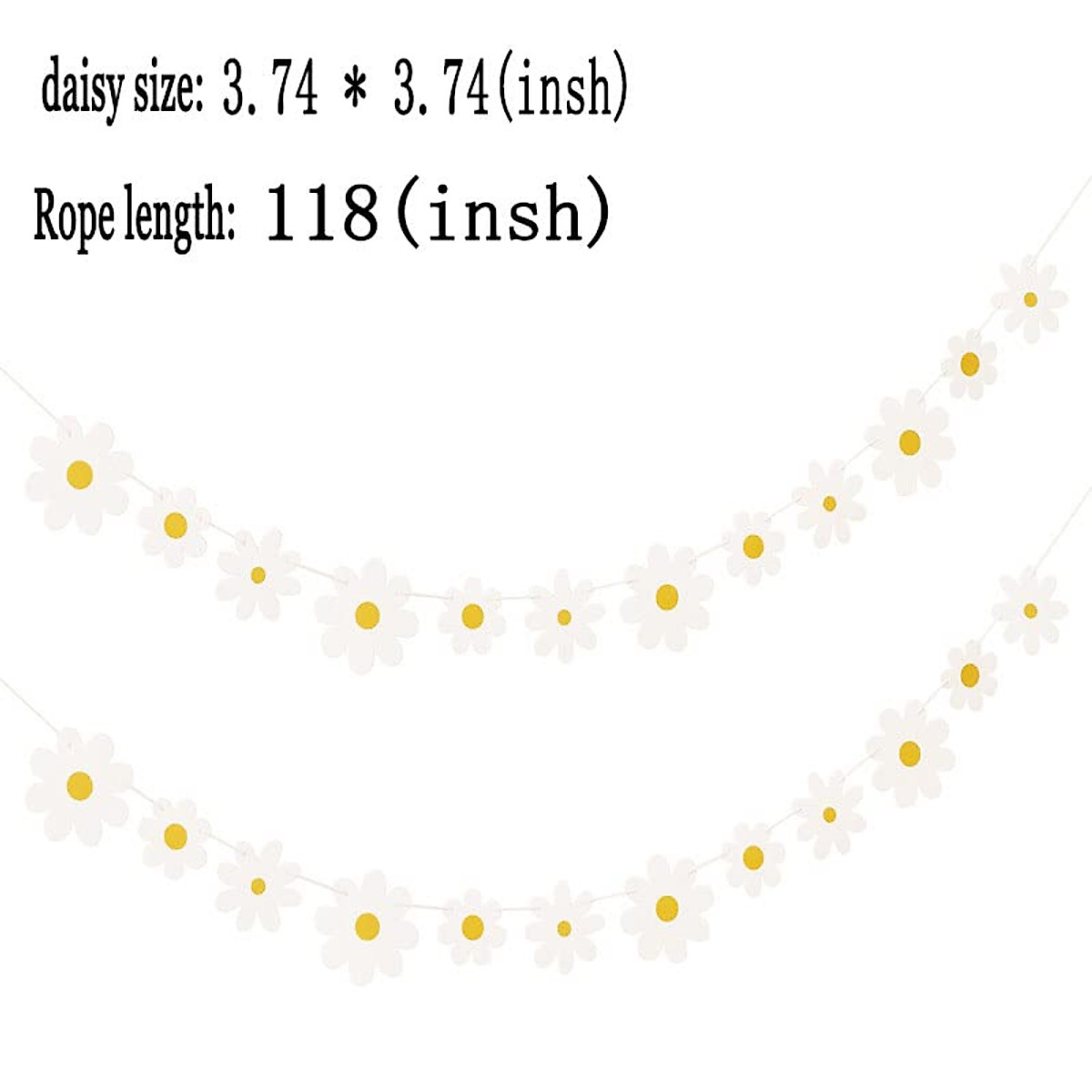 Myhiju 2 Packs Daisy Boho Banner Party Decorations,Groovy Party Favors White Daisy Decor Spring Flower Garland Daisy Paper Cutouts for Indoor Outdoor Girls Shower Birthday Party Supplies