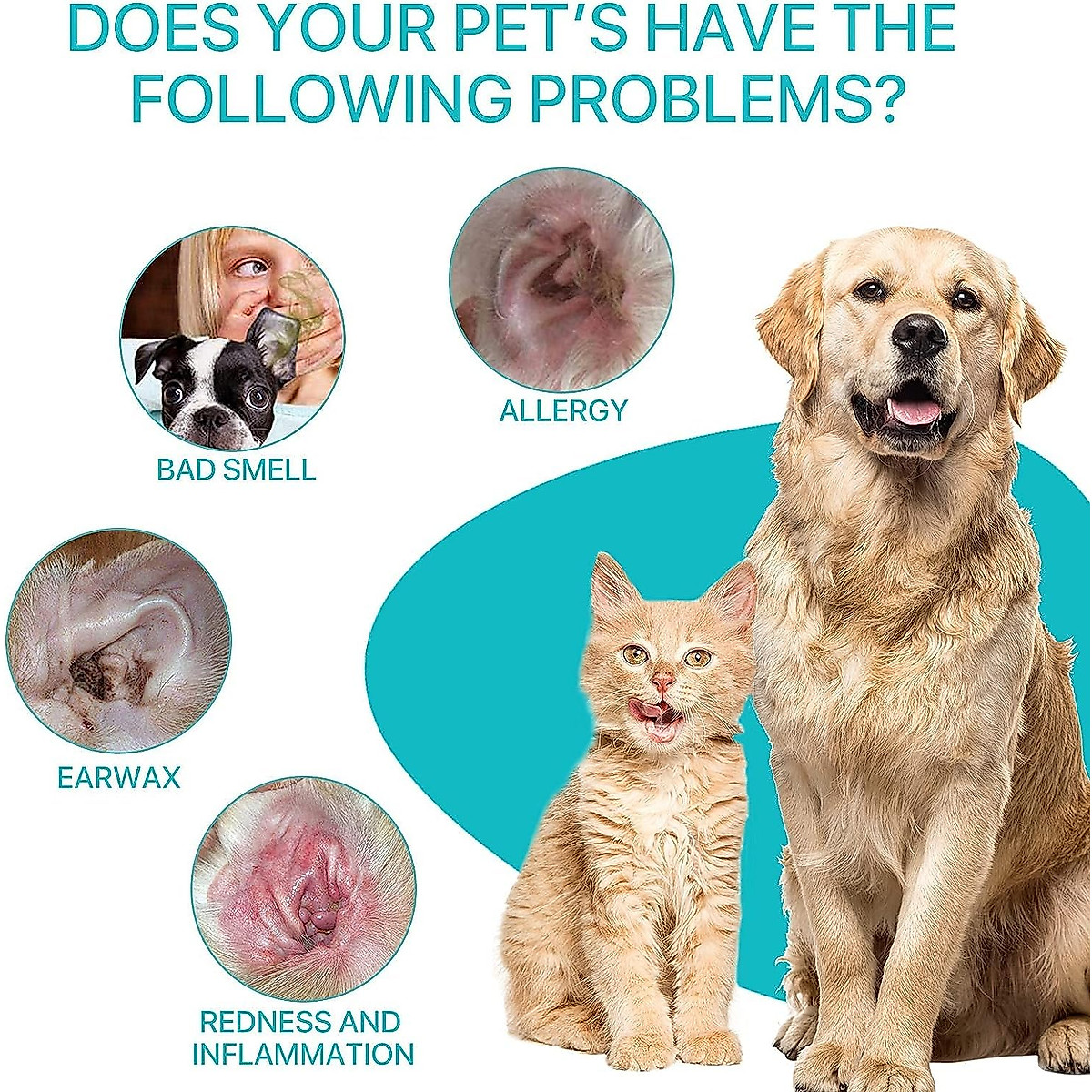 Kurchugo Dog Ear Cleaner, Ear Wash for Dogs & Cats, Dog Ear Hair Removal Powder, Pet Ear Infection Treatment, Effectively Removes Debris, Waxy, Buildup and Ear Odor, Soothes Itchy & Inflamed Ears