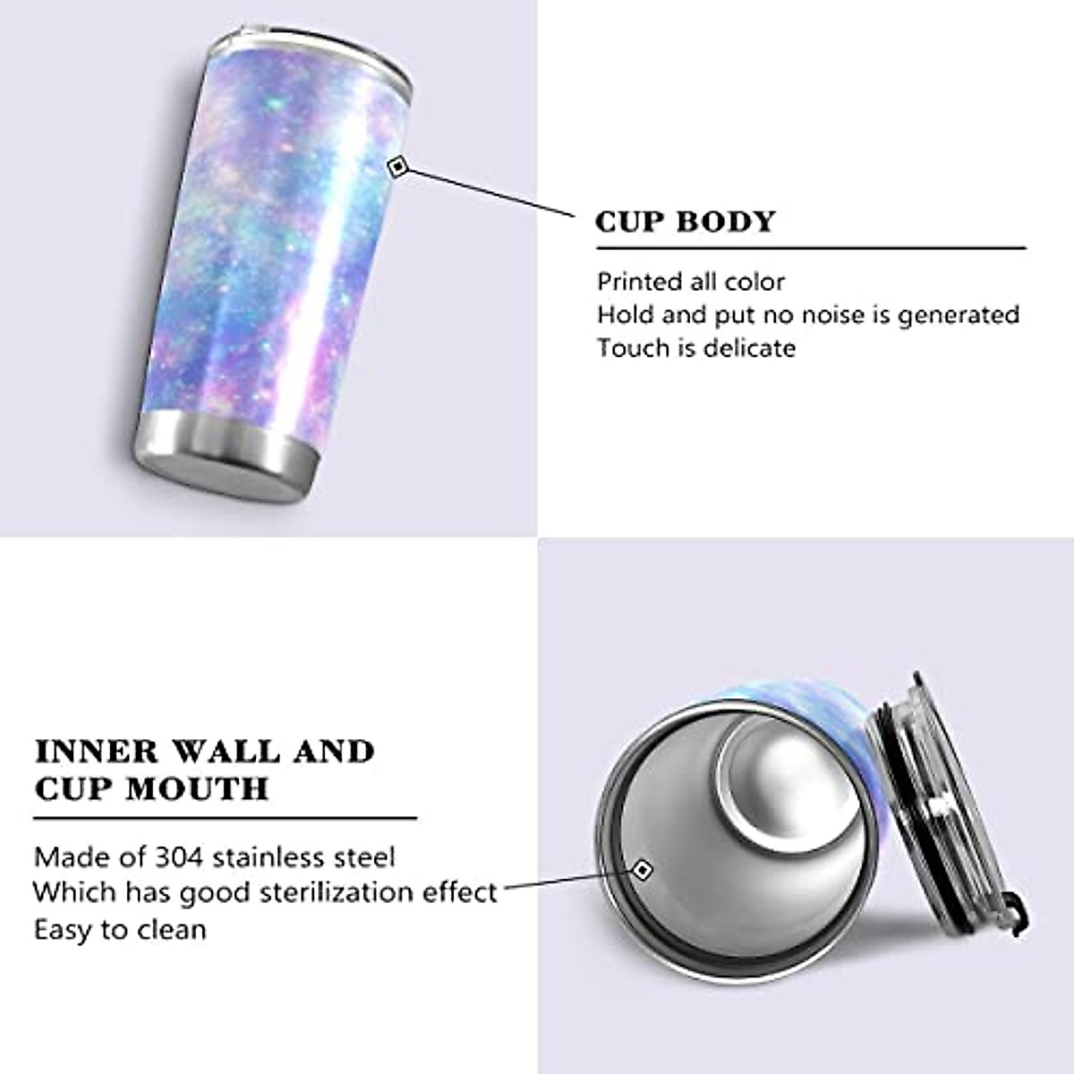 ALAZA Rainbow Galaxy Star Tie Dye Print Water Bottle Tumbler with Lid and Straws 20 Oz Stainless Steel Vacuum Insulated Coffee Travel Mug Cup