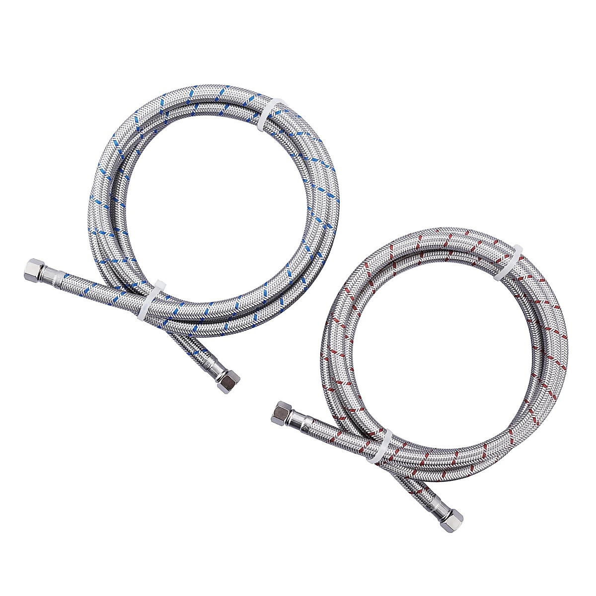 ALEASHA 72” Length Faucet Supply Lines,Flexible Faucet Hose Connector 3/8" to 3/8" Female Compression Thread Stainless Steel Braided Bathroom Kitchen Faucet Extension Water Supply Line,2Pcs