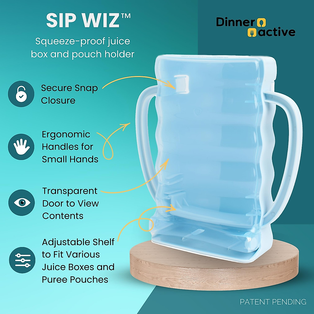 Dinneractive Sip Wiz - Baby Pouch Holder No Squeeze Pouch Food Pouches & Juice Box Holder - Anti-Squeeze Yogurt Pouch Reusable Toddler Essentials 2 Pack