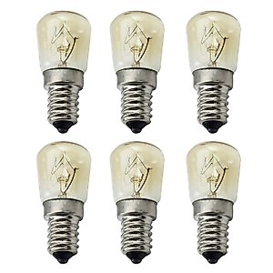 CTKcom 25W T25 E14 Base Oven Light Bulbs(6 Pack)- T25 E14 Microwave Light Bulbs 120V Heat Resistant Bulbs 300'C,Warm White Incandescent Light Bulb 360° Beam Angle,110-130V,6 Pcs
