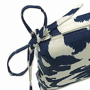 Pillow Perfect Damask Indoor/Outdoor Sofa Setee Bench Swing Cushion with Ties Weather, and Fade Resistant, 18" x 45", Blue Basalto Navy