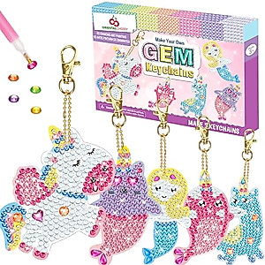 Oriental Cherry Arts and Crafts for Kids Ages 8-12 - Make Your Own GEM Keychains - 5D Diamond Art Painting by Numbers Kits Girls Kids Toddler Ages 3-5 4-6 6-8 Easter Basket Stuffers Valentines Gifts