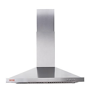 VEVOR TD1775Y-AC-I1 Wall Mount Range Hood Ducted Kitchen Stove Vent, Silver