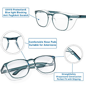 SQIMZAR 2 PCS Safety Glasses Goggles For Women Nurses Protective Eyewear,Anti Fog Safety Goggles