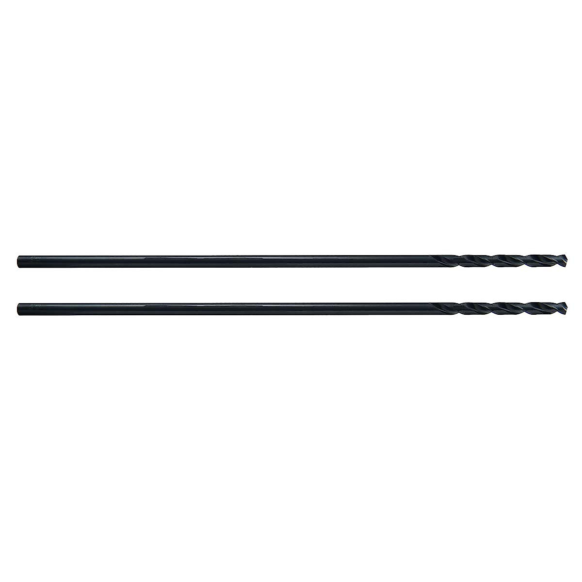 MAXTOOL 9/32"x12" 2pcs Identical Aircraft Extension Drills HSS M2 Extra Long Deep Twist Drill Bits Straight Shank Fully Ground Black; ACF02B12R18P2
