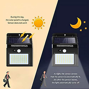 Fengyan Landscape lights 1/2/4pcs/lot Outdoor LED Solar Light Home Garden Fence PIR Motion Sensor Detection Wall Lamp 100 LEDs Waterproof Solar Garden Light LED Street Lamp ( Emitting Color : 1 pcs )