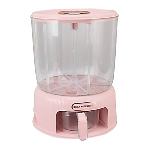 360 Degree Rotating Grain Storage Food Dispenser,Round Rice Storage Container Rice Bucket Rice Storage Tank Sealed Grain Container for Home and Kitchen(Sakura Pink)