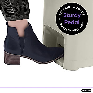 Superio Slim Trash Cans with Pedal Lid 4 Gallon Beige (2 Pack) Plastic Waste Bin 16 Qt. for Under Desk, Office, Bedroom, Bathroom