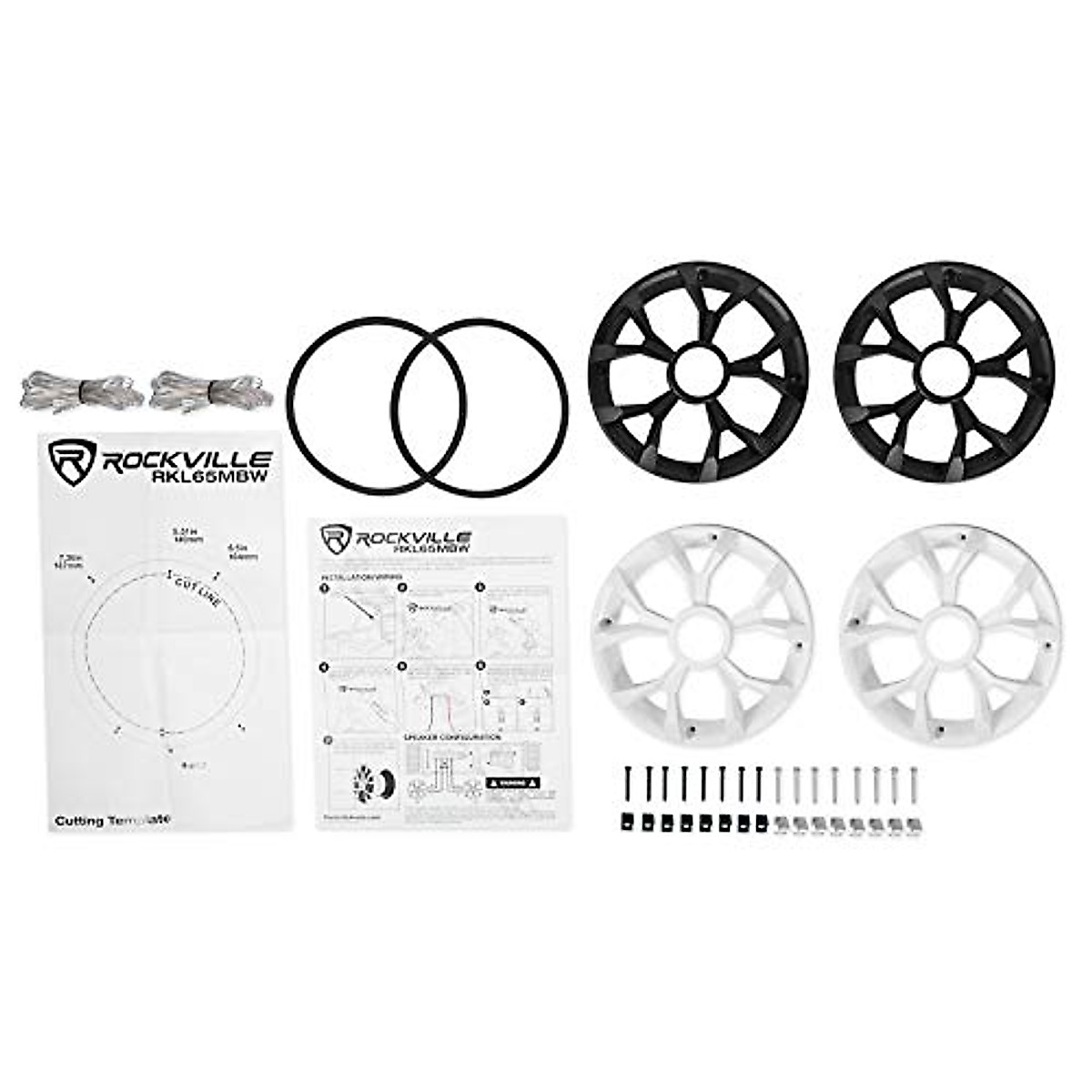 MB Quart GMR-LED Gauge Hole Marine Receiver Bluetooth AM/FM/Weather Band/USB Bundle with Pair Rockville RKL65MBW 6.5" 700w Marine Boat Speakers w/LED with Black/White Grilles