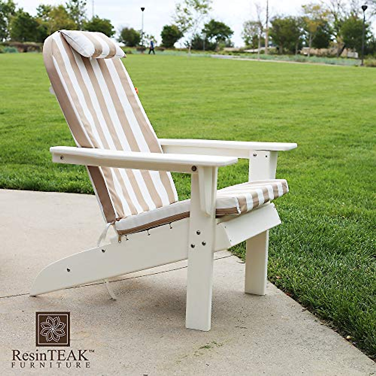 Resin TEAK Essential Adirondack Chair, Premium All Weather Outdoor Patio Furniture, 20 Inch Wide Seat, Up to 350 lbs, Outdoor Patio Chairs for Deck, Porck & Backyard (White)