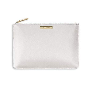 KATIE LOXTON Bridesmaid Women's Vegan Leather Clutch Secret Perfect Pouch Metallic White