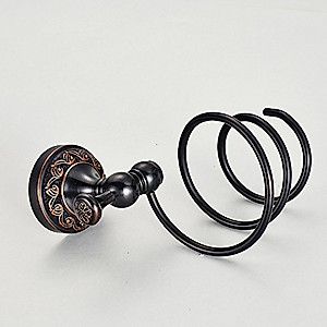 Leyden Bronze Hair Dryer Holder,Antique Blow Dryer Holder Hanger Rack Oil Rubbed Bronze Spiral Bathroom Accessories,Hair Care Tools Organizer Wall Mounted