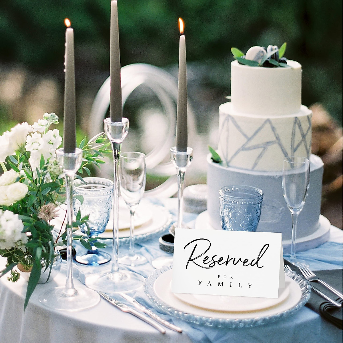 20 PCS Reserved Signs, Tented Table Place Cards for Wedding Reception, Engagement Party, Rehearsal Dinner, Anniversary Party or Any Events (6” x 4”)