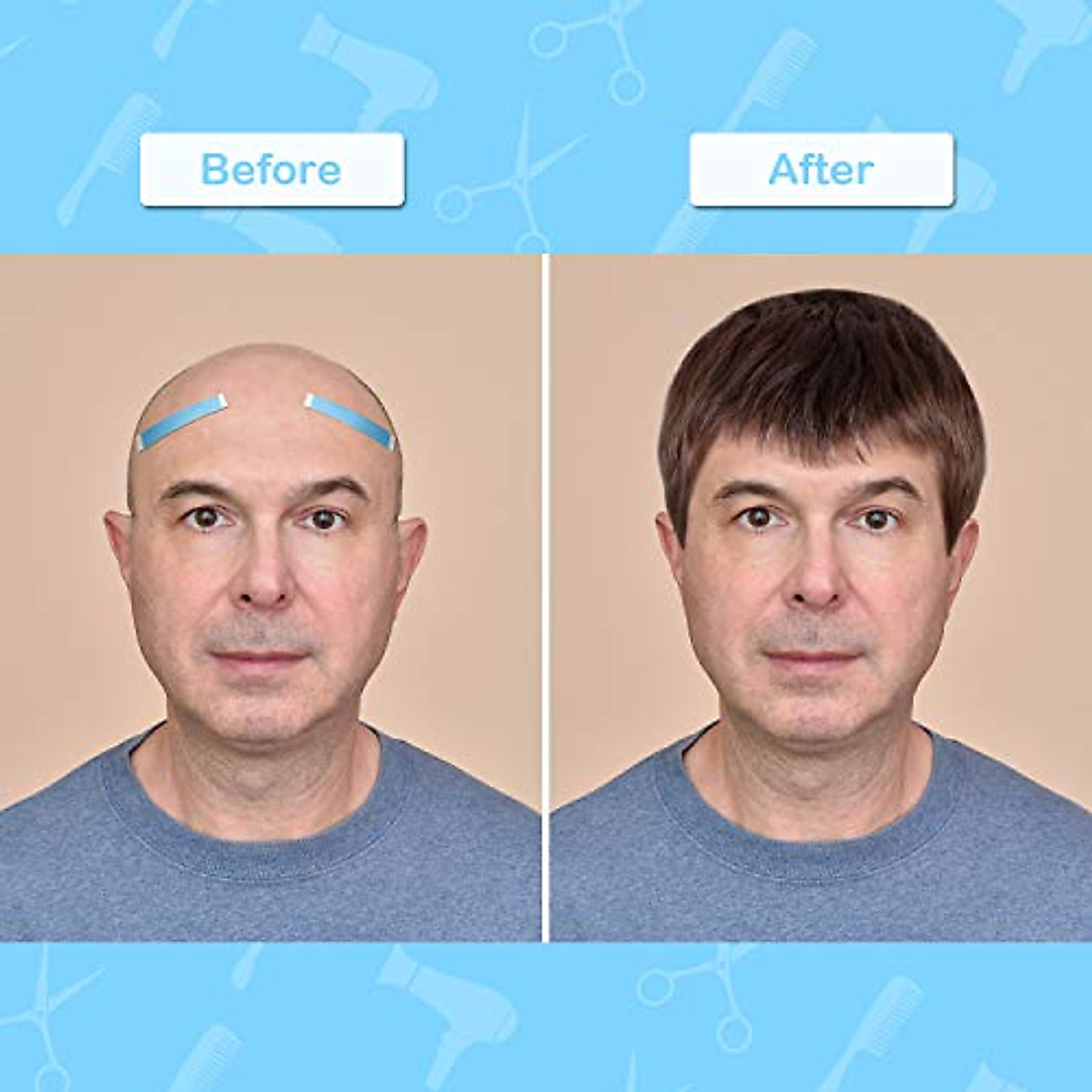 Blulu 48-Piece Lace Front Tape Wig - Double-Sided Waterproof Lace Wigs with C-Shaped Hair Pieces(Blue)