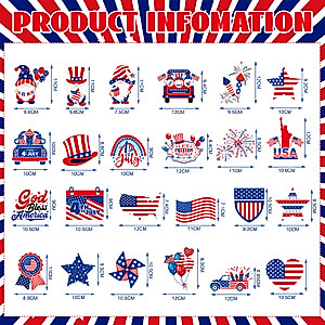 24 Pieces Patriotic Magnets 4th of July Car Refrigerator Magnets Independence Day Gnomes USA Flag Decorative Magnetic Stickers for Fridge Metal Door Mailbox Locker Office Cabinets Decor