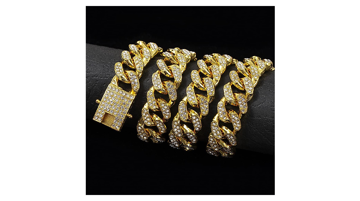 Shop HUITIAN Bling Cuban Link Necklace for Hip Hop Style