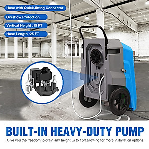 MOUNTO 180Pints LGR Industrial Dehumidifier with Pump and Drain Hose, Portable Commercial Dehumidifier with Wheels for Home, Basements, Garages, and Job Sites