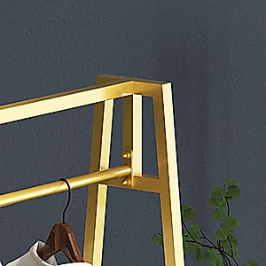 HOMEKAYT Gold Clothing Racks for Hanging Clothes,Modern Metal Heavy Duty Garment Rack,Portable Retail Display Rack Iron Clothing Racks 47''L 59''H-Gold