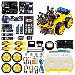 LAFVIN 4WD Multi Robot Car Kit Upgraded V2.0 Robot STEM/Graphical Programming Robot Car Compatible with Arduino IDE with Tutorial