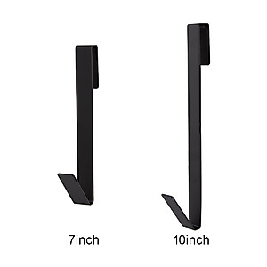 7 inch Shower Door Hooks 4 pcs, Over Glass Door Hook for Bathroom, Drilling-Free Extended Shower Towel Hooks fits for Frameless Glass Shower Door Thickness Under 0.79 inch/20mm(Black - 7 inch)