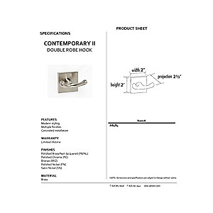 Alno A8484-PN Contemporary II Modern Robe Hooks, Polished Nickel