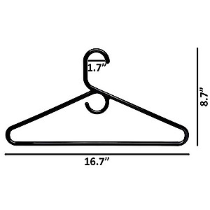 Plastic Hangers HD Heavy Duty, 32 Pcs. Black Color, Made in USA, 3/8” Thickness, Durable, Tubular, Lightweight, for Clothes, Coat, Pants, Shirts, Dress and More, TINEFF, Free and Quick delivery.