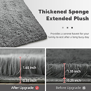 KCHOWUA 3x5 Rug for Bedroom Fluffy Rugs Grey Rug for Living Room Soft Shag Plush Machine Washable Rug for Kids Baby Room Nursery Non Slip Small Area Rugs Comfy Shaggy Rug for Dorm Fuzzy Floor Carpet