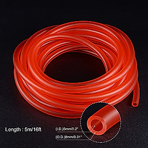 MECCANIXITY PVC Petrol Fuel Line Hose 3/16" x 5/16" 16ft Red for Chainsaws Lawn Mower String Trimmer Blowers Small Engines