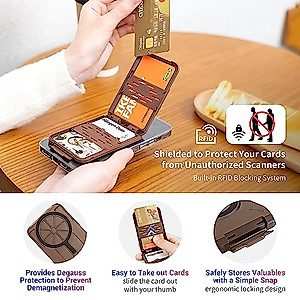 Magnetic Wallet Card Holder For Magsafe, RFID Blocking Slim Hardshell 4 Credit Card & Money Pocket Magnetic Adjustable Stand Wallet for Apple iPhone 16 15 14 13 12 Plus Max Not for iPhone 13/12 mini