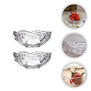 DOITOOL 2pcs Japanese Embossed Glass Bowl Glass Trifle Bowl Bar Dish Bowls Sundae Glasses Side Dishes Bowls Glass Dessert Plates Transparent Glasses Serving Dish Ice Cream Cup Snack