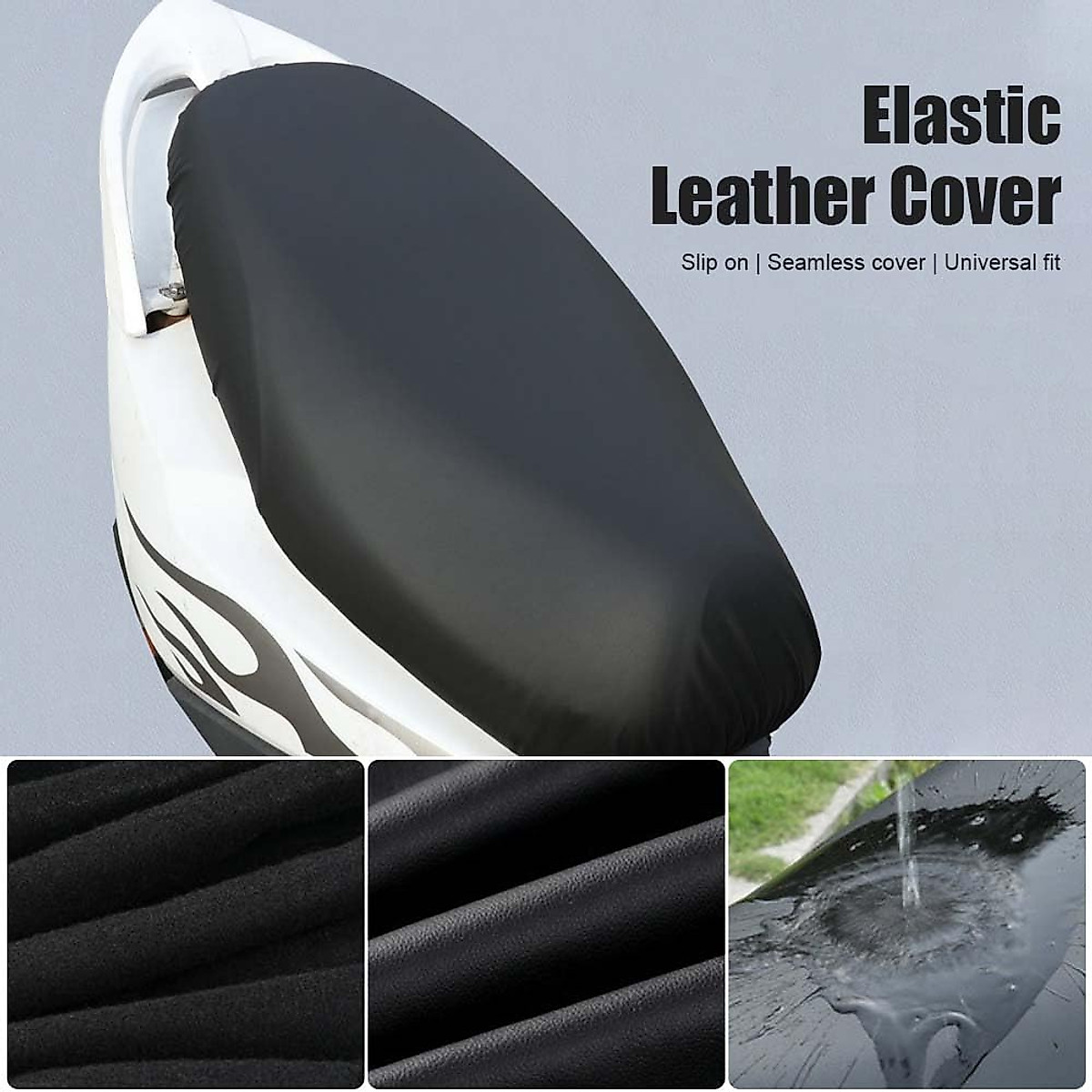 YOUNICE Universal Motorcycle Seat Cover PU Leather Waterproof Breathable 3D Mesh Cushion Cover Protector Rainproof Motorbike Seat Pad Cover for Outdoor (Leather, XL(86 * 53CM/33.9 * 20.87IN))