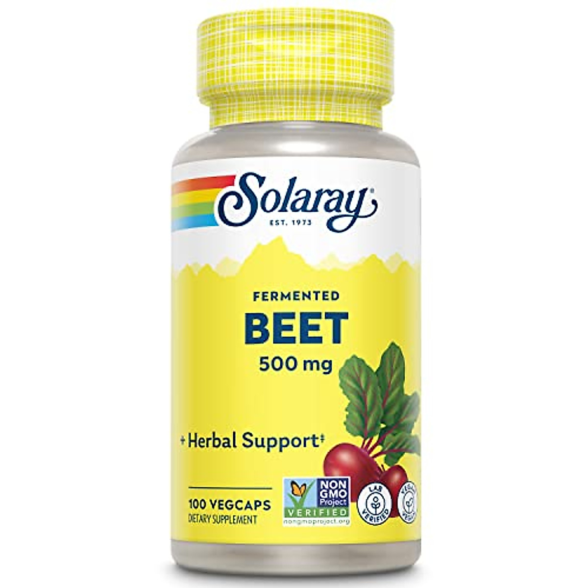 SOLARAY Fermented Beet Root Supplement | Athletic Performance, Circulation & Heart Health Support, 100 Serv, 100 VegCaps