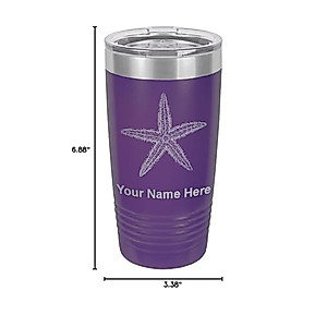 LaserGram 20oz Vacuum Insulated Tumbler Mug, Starfish, Personalized Engraving Included (Dark Purple)