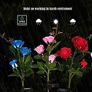 CN-Porter Solar Flower Lights, Solar Garden Stake Lights Outdoor Waterproof Solar Rose for Patio, Lawn, Garden, Yard Decoration