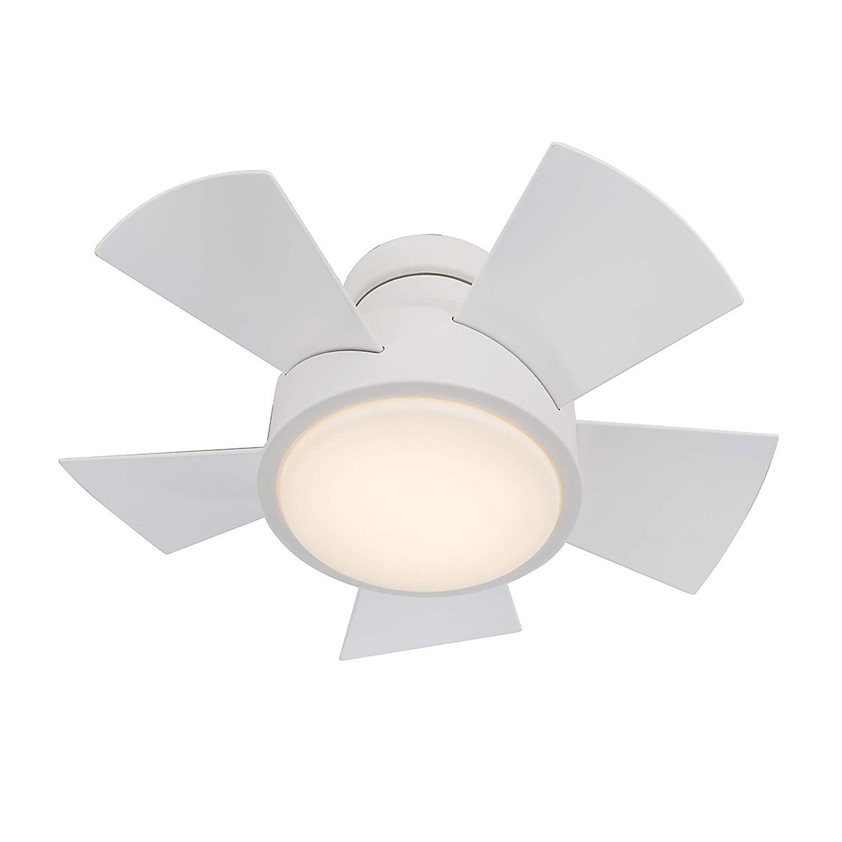 Modern Forms Vox Indoor and Outdoor 5-Blade Smart Flush Mount Ceiling Fan 26in Matte White with 3000K LED Light Kit and Remote Control, (FH-W1802-26L-MW)