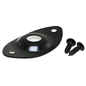 E-outstanding Oval Jack Plate Metal Indented Curved Football Shape Output Socket Plug Plate With Screws for Guitar Bass Black