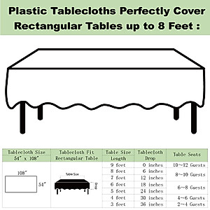 Plastic White Tablecloths 3 Pack Disposable Table Covers 54" x 108" Rectangular Table Cloths for Parties Engagement Wedding Bridal Shower Banquet, Fits 6 to 8 Foot Rectangle Tables