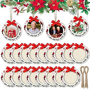 Blulu 24 Pieces Christmas Red Cardinal Picture Frames Ornaments Wooden Cardinal Photo Ornaments I Am Always with You Ornaments for Xmas Tree Decoration Cardinal Sympathy Memorial Gifts