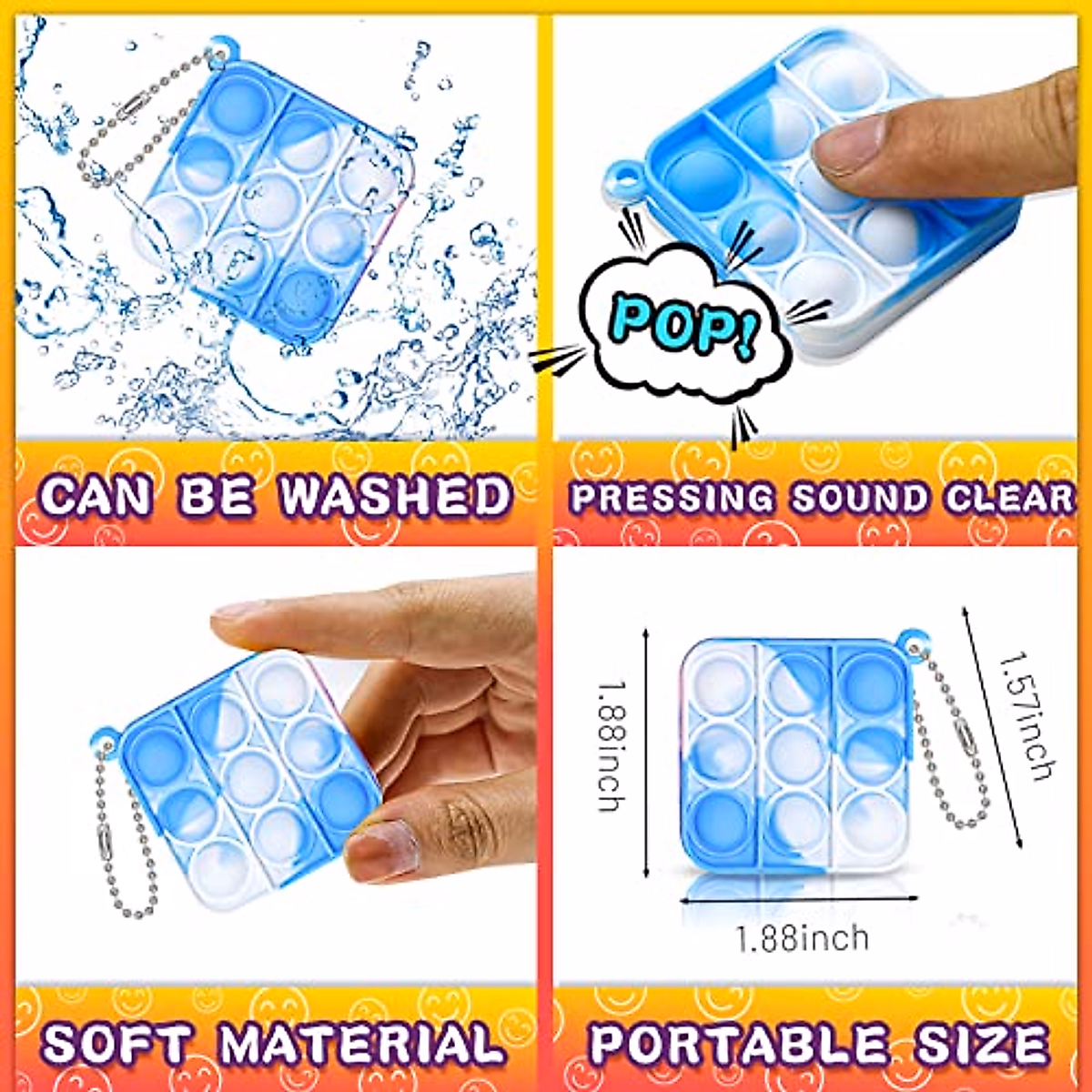 180 PCS Easter Egg Fillers,Mini Pop Keychain Party Favors for Kids, Fidget Toy Pack Bulk,Silicone Squeeze Pop Bubble Fidget Stress Relief,Birthday Party Favors,Prizes for Girl Boy Adult