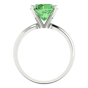 Clara Pucci 2.50ct Round Cut Solitaire Green Simulated Diamond Engagement Bridal Promise Anniversary Ring in 18K White Gold 10.5