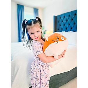 Orange Cat Plush Pillow 16”- Premium Grumpy Cat Stuffed Animals Plush Cat Pillow - Cat Body Pillow Fat Cat Plushies for Girls and Boys - Long Cat Plush Cute Plushies Kawaii Stuff Cat Toys for Kids