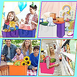 Shindel 12PCS Reusable Shopping Bags, Colorful Canvas Tote Bags, Non-Woven Bag, 13 x 11 inch