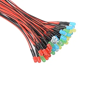 QUNQI STAR 50pcs 12V LED Lights Emitting Diodes, Pre Wired 7.9 Inch DC 12 Volt 5mm LED Assorted Kit for Circuit Science Experiment, DIY Lighting Projects(Mixcolors)