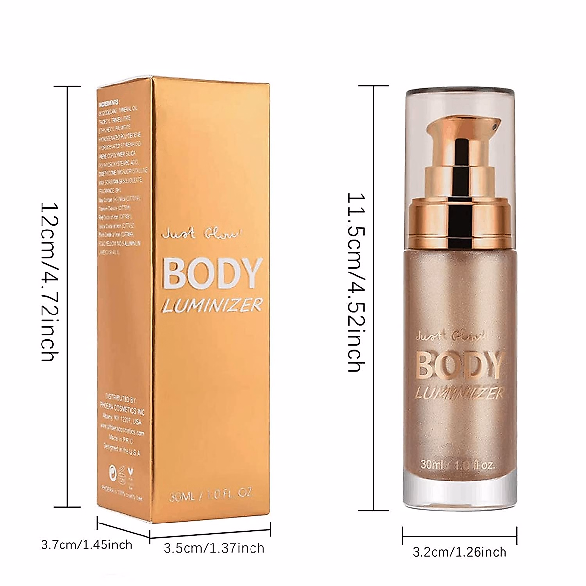 MAEPEOR Body Luminizer 6 Colors Waterproof Smooth Shimmer Face Body Glow Illuminator Non-sticky Liquid Body Highlight Illuminator (30 ML, 05 Champagne Gold)