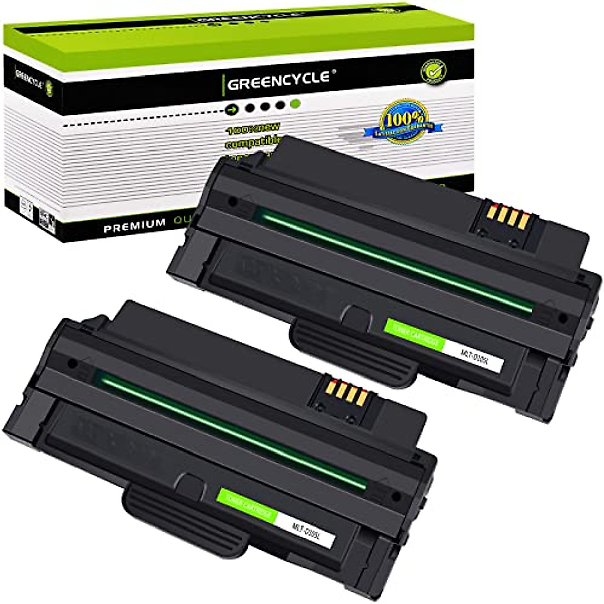 greencycle 2 Pack High Yield Black Toner Cartridge Replacement Compatible for Samsung 105L MLT-D105L MLT D105L Used in ML-2525W ML-2545 ML-1915 SCX-4623FW SCX-4623FN SF-650 SF-650P Printer