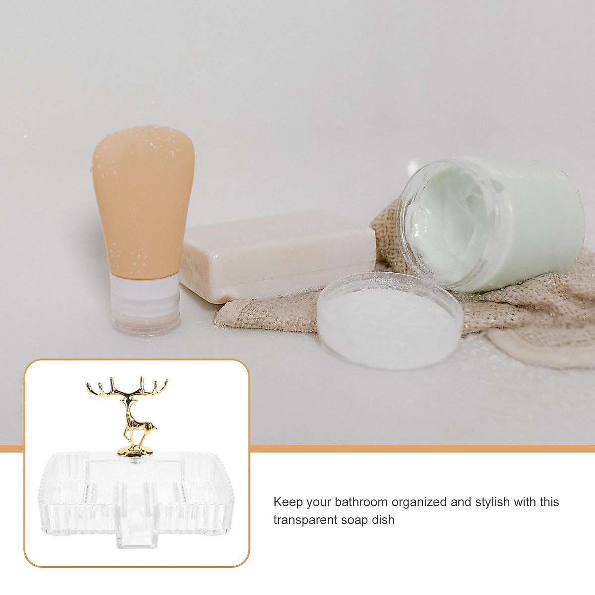 Beavorty Transparent Soap Dish Soap Holder Soap Dish Soap Bar Holder for Shower Soap Tray s for Shower Plastic Ceramics Shampoo Modern Soap Dish