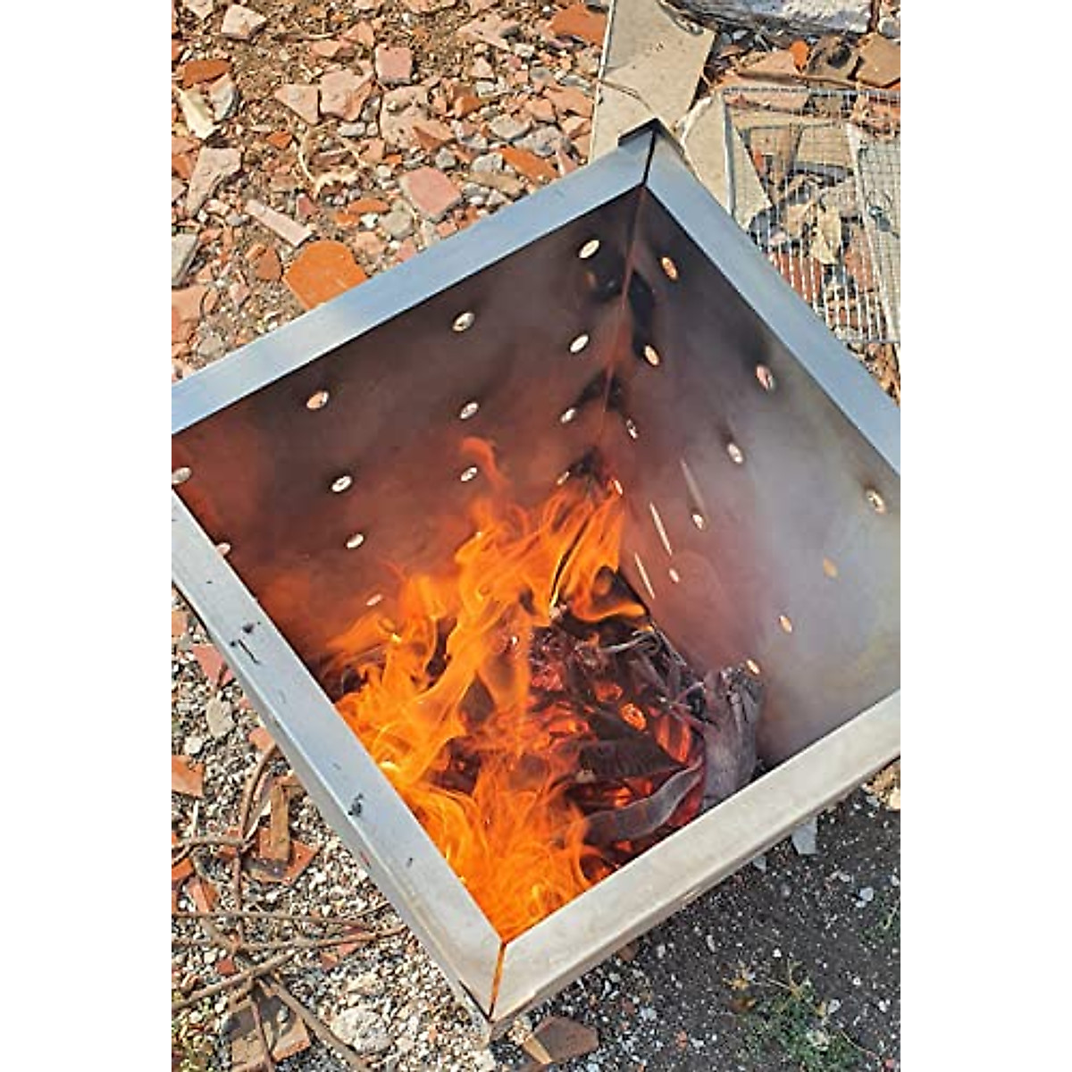 Marabuut Garden Waste Incinerator - Large 29" x 16" Square Galvanized Burn Barrel Trash Can - Used to Burn Yard Debris, Wood, Leaves, and Cardboard - Complete with Assembly Tools